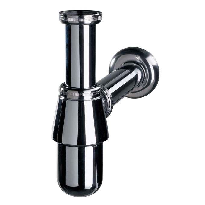 Espace Maison - Chrome-plated brass washbasin trap with pipe and rosette