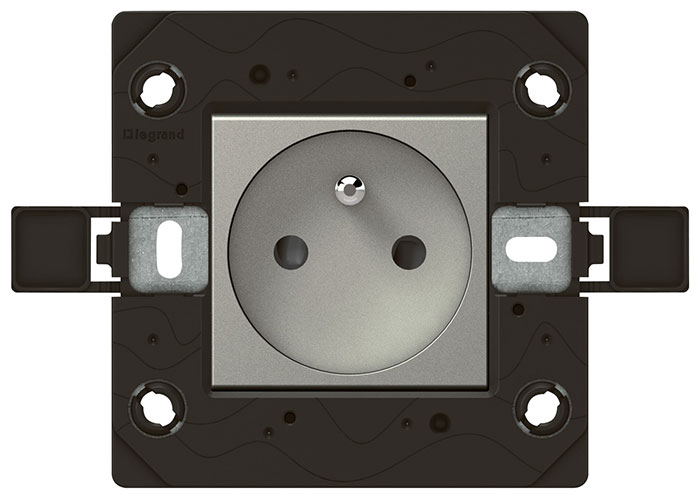 Espace Maison - LEGRAND - ARTEOR Magnesium - Socket 10/16 A - 2P+E shuttered + support frame