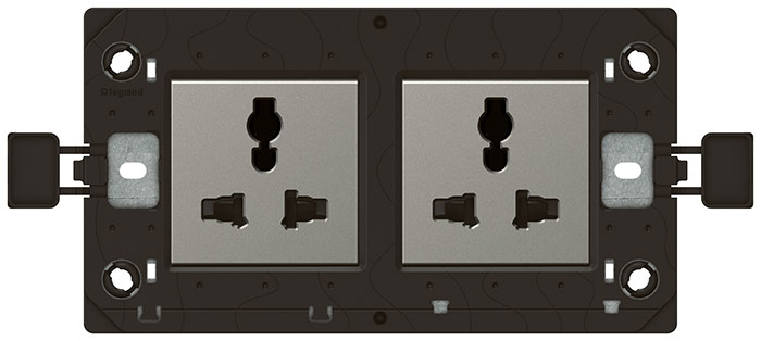 Espace Maison - LEGRAND - ARTEOR Magnesium Double Socket Multistandard + support frame