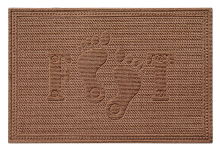 Espace Maison - Foot brown rectangular mat with footprint design 40 x 60 cm