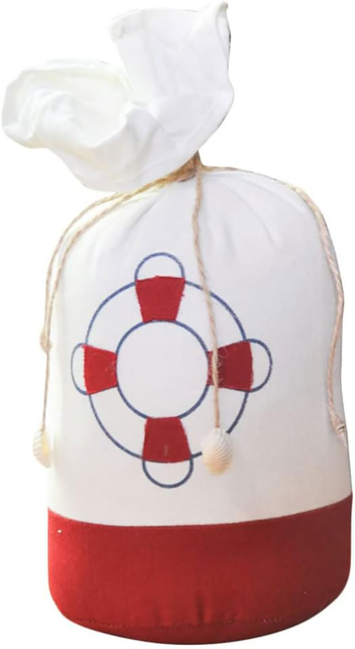 Espace Maison - White and red fabric door stopper with lifebuoy design
