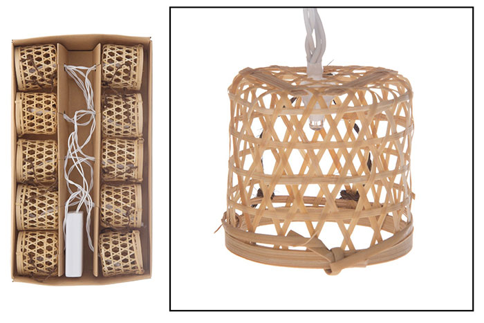 Espace Maison - Lighting garlands - bamboo baskets with 10 lights