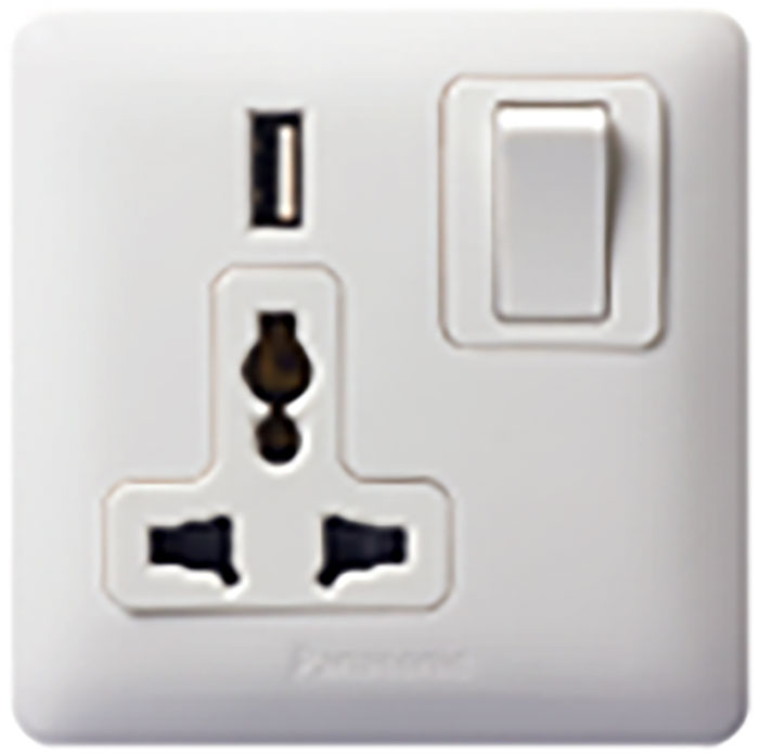 Espace Maison - Universal single socket with integrated USB port