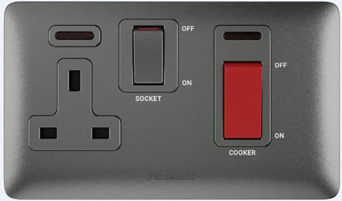 Espace Maison - Control unit for cooker 45A switch / 13A socket - Grey